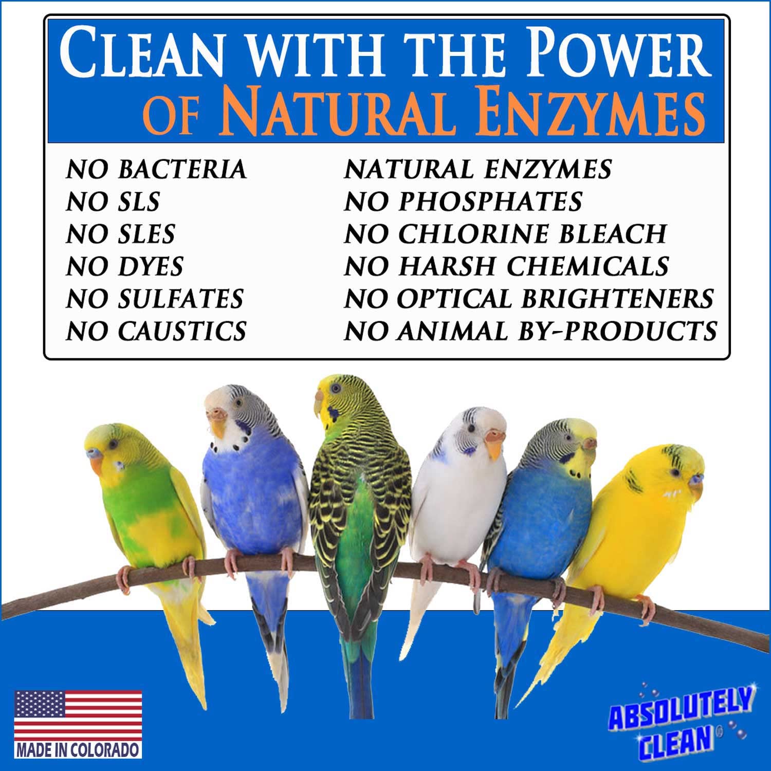 Absolutely Clean Amazing Bird Cage Cleaner and Deodorizer - Just Spray/Wipe - Safely & Easily Removes Bird Messes Quickly and Easily - Made in The US 16oz Spray (Pack of 1)