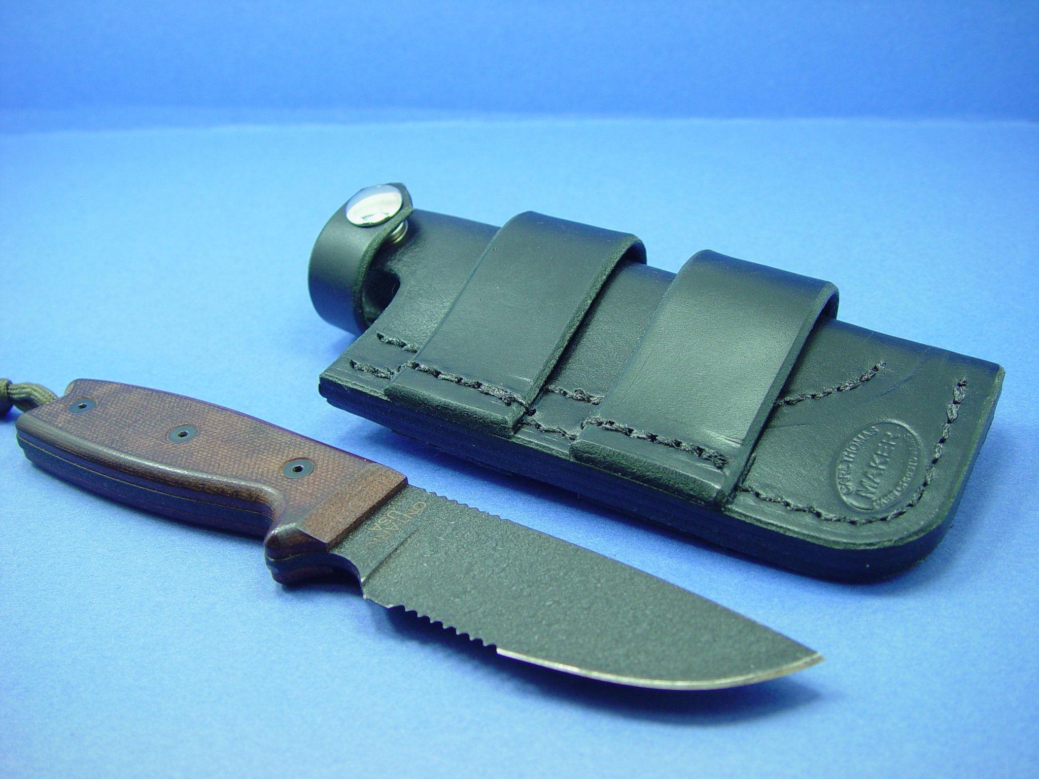 Fits Ontario Rat 3, 7" Handmade Fixed Blade Knife Holder, Dyed Black