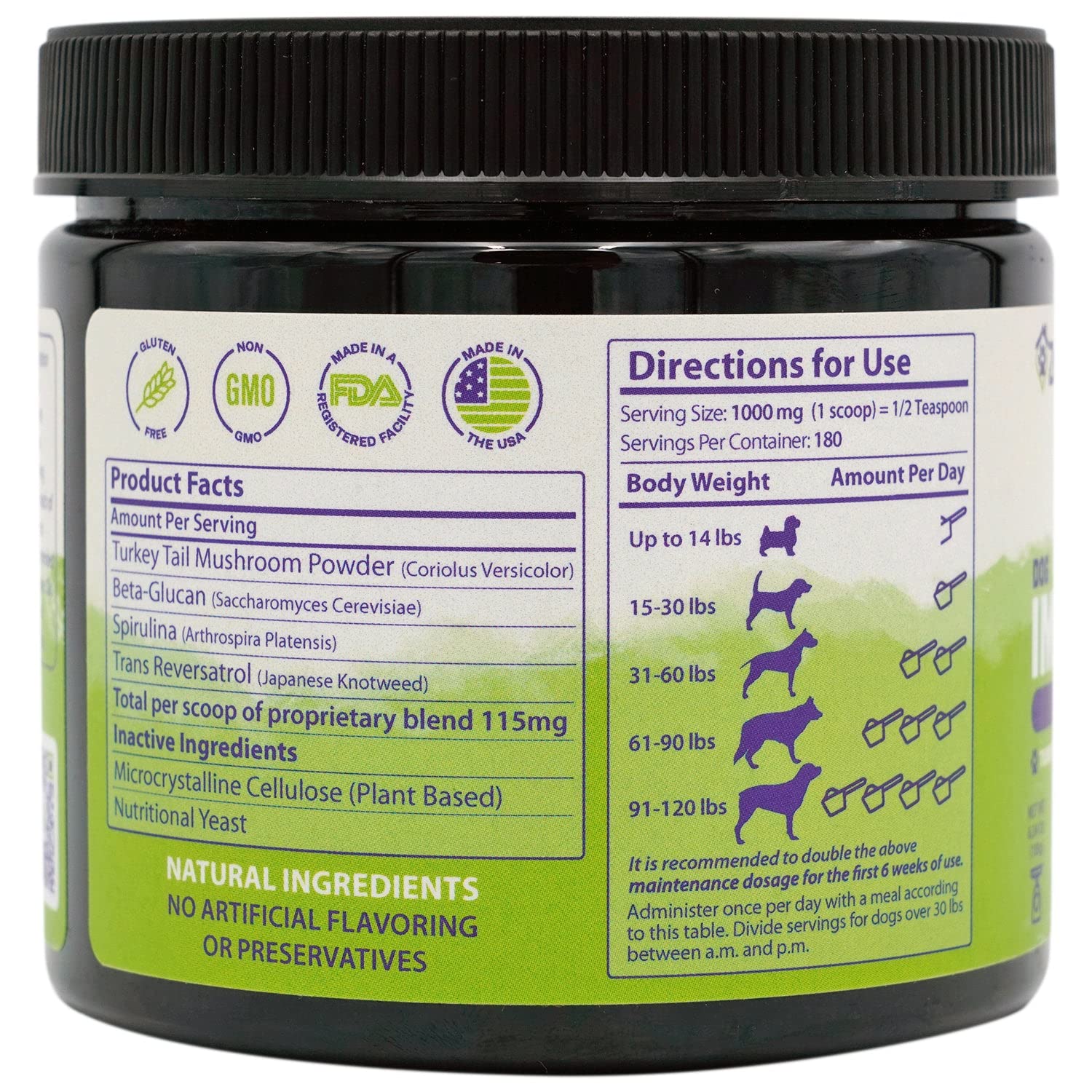 ZENAPET Allergy Immune Support Supplement for Dogs, Superfood 100% Human-Grade with Turkey Tail Mushroom, Prebiotics for Gut Health, Itchy Skin, Seasonal Allergies & Yeast - for Small to Large Breeds