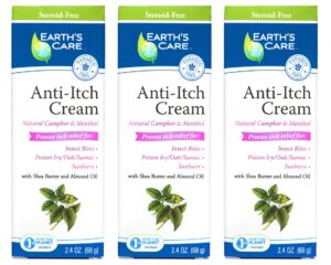 earth's care anti itch cream - extra strength - soothes sunburns, rashes and minor skin irritation 2.4 oz (3 tubes)