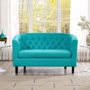 Modway Prospect Upholstered Contemporary Modern Loveseat In Pure Water