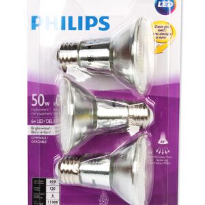 PHILIPS 467647 Led 50W PAR20 Glass Bright White (3000K)-3 Pack