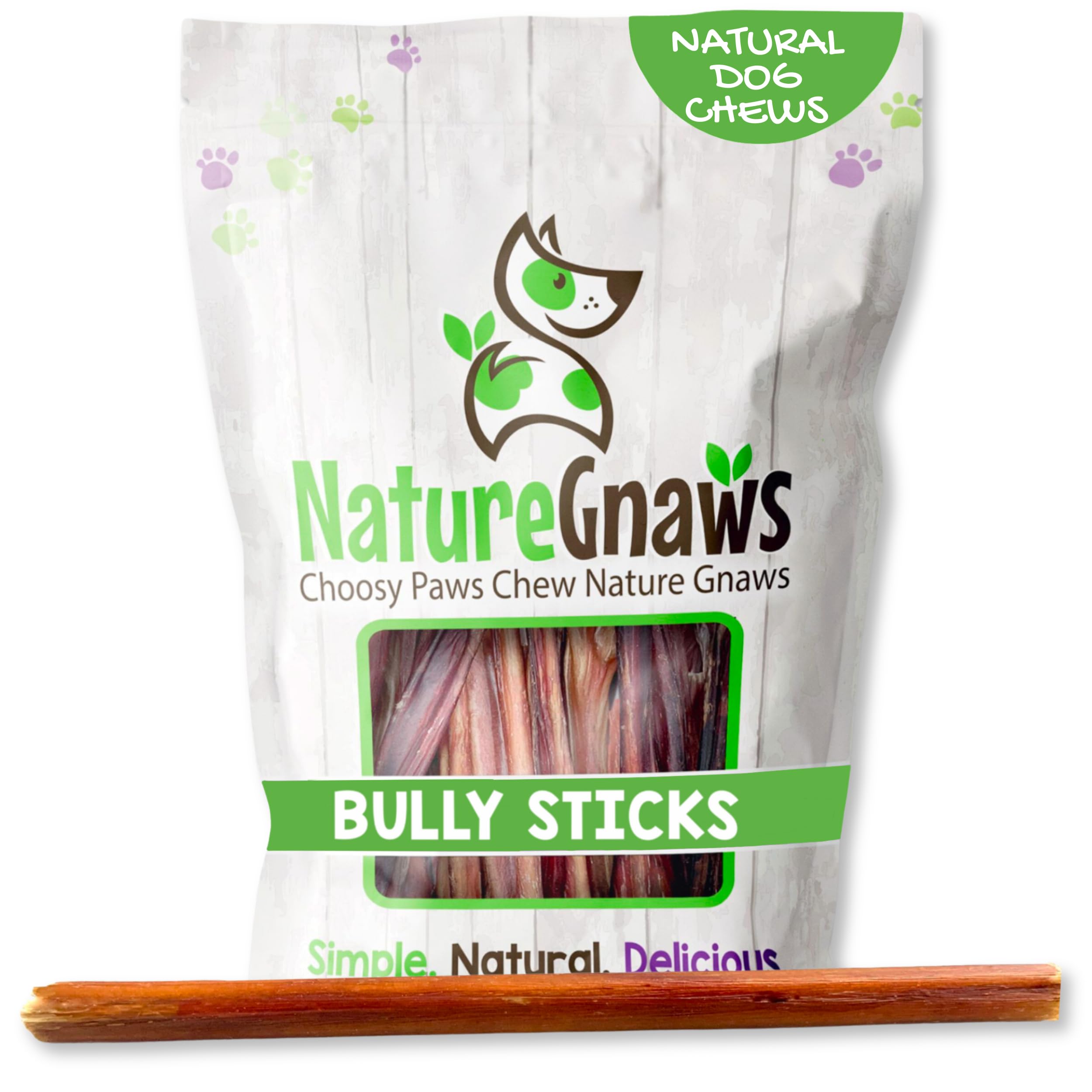 Nature Gnaws Large Bully Sticks for Dogs 11-12" (5 Count) - Thick Long Lasting for Aggressive Chewers and Large Dogs - Natural Beef Dog Chew Bones