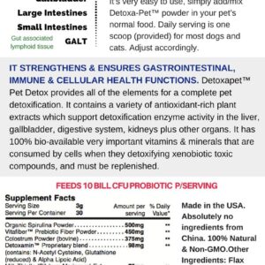 DETOXA-PET Powder, Powerful Nutritional Supplement for Pets, Works Wonders! Dog & Cat Detox, Liver Detox for Dogs, Cats,10 Bill CFU Probiotics, Enzymes, Herbs, Vitamins, Minerals, Immediate Benefits!