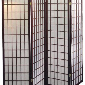 SQUARE FURNITURE Panel Shoji Screen Room Divider 3-10 Panel (4 Panel, Black, White, Cherry, Natural)