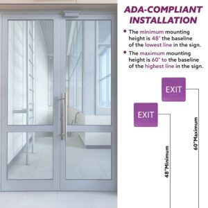 ADA CENTRAL SIGNS - 6" X6" Exit Sign - ADA Compliant Tactile Graphics Grade 2 Braille Text Acrylic Wall Signs - Emergency Rescue Safety Door Sign for Schools, Offices, Businesses, and Restaurants