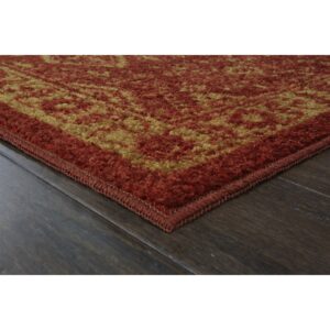 Maples Rugs Georgina Traditional Kitchen Rugs Non Skid Accent Area Carpet [Made in USA], 2'6 x 3'10, Red/Gold