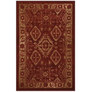 maples rugs georgina traditional kitchen rugs non skid accent area carpet [made in usa], 2'6 x 3'10, red/gold