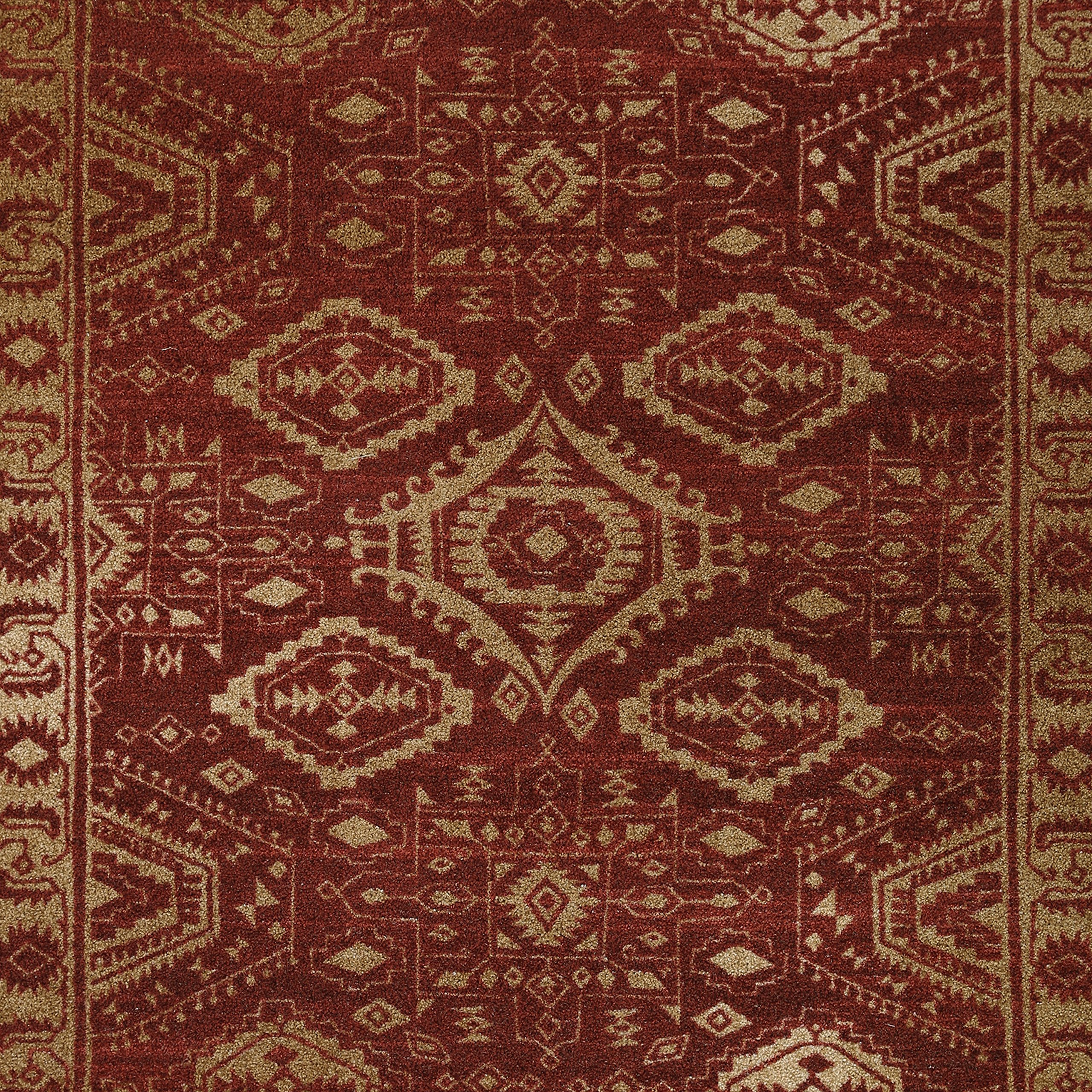 Maples Rugs Georgina Traditional Kitchen Rugs Non Skid Accent Area Carpet [Made in USA], 2'6 x 3'10, Red/Gold