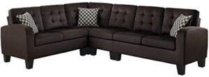 homelegance sinclair 84" x 107" fabric sectional sofa, chocolate