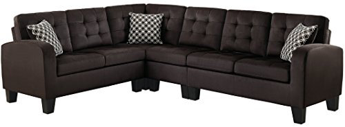 Homelegance Sinclair 84" x 107" Fabric Sectional Sofa, Chocolate