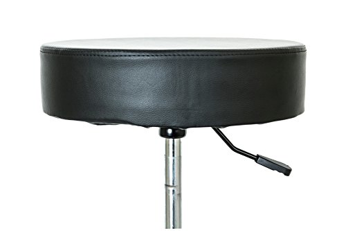 BodyMed Exam Stool – Rolling Stool for Dentists, Spas, & Healthcare Environments – Round Stool with 5 Casters – Adjustable Height from 18.5" to 25" – Easy to Assemble Stool with Wheels – Black