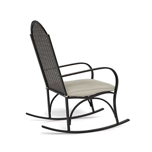 Tortuga Outdoor Metal Garden Rocking Chair with Cushion, Oiled Copper Color Sofas, Twin, Black