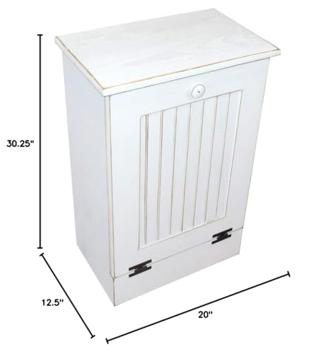 Sawdust City Solid Pine Tilt Out Trash Bin Holder (Old - Cottage White)