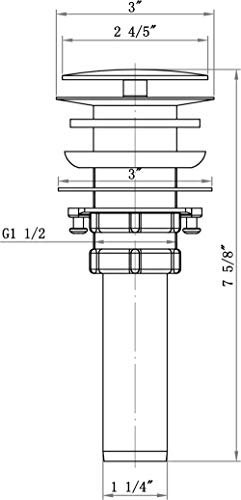 ALFI brand AB5009-BSS Popup Drain for Sink without Overflow, Brushed Stainless Steel