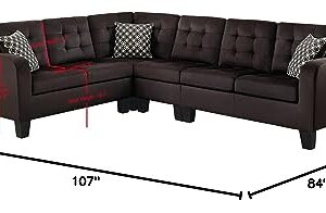 Homelegance Sinclair 84" x 107" Fabric Sectional Sofa, Chocolate