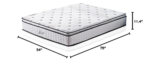 Jacia House Full Mattress 11.4 Inch Memory Foam Innerspring Independently Encased Coil Hybrid Mattress - Pillow Top Mattress - Bed in a Bag -Full