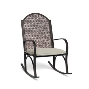 tortuga outdoor metal garden rocking chair with cushion, oiled copper color sofas, twin, black