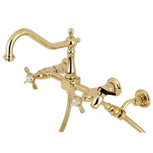 kingston brass ks1242bexbs essex bridge kitchen faucet, 8-1/2 inch in spout reach, polished brass