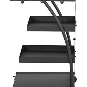 SD Studio Designs Modern Triflex Mobile Storage Taboret for Arts and Crafts, Charcoal Black/Clear Glass