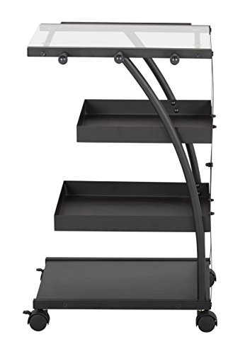 SD Studio Designs Modern Triflex Mobile Storage Taboret for Arts and Crafts, Charcoal Black/Clear Glass