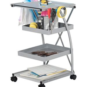 SD STUDIO DESIGNS Modern Triflex Mobile Storage Taboret for Arts and Crafts Silver 18.5" W x 16" D x 25.5" H