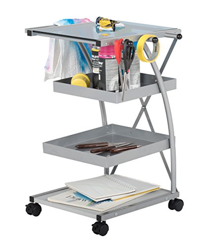 SD STUDIO DESIGNS Modern Triflex Mobile Storage Taboret for Arts and Crafts Silver 18.5" W x 16" D x 25.5" H