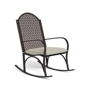 Tortuga Outdoor Metal Garden Rocking Chair with Cushion, Oiled Copper Color Sofas, Twin, Black