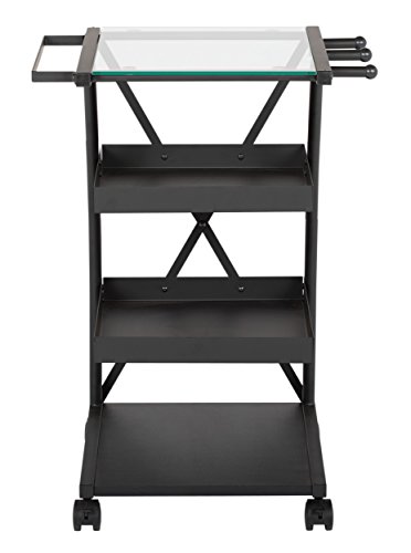 SD Studio Designs Modern Triflex Mobile Storage Taboret for Arts and Crafts, Charcoal Black/Clear Glass