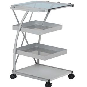 SD STUDIO DESIGNS Modern Triflex Mobile Storage Taboret for Arts and Crafts Silver 18.5" W x 16" D x 25.5" H