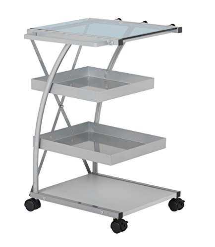 SD STUDIO DESIGNS Modern Triflex Mobile Storage Taboret for Arts and Crafts Silver 18.5" W x 16" D x 25.5" H