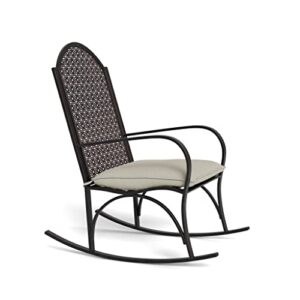 Tortuga Outdoor Metal Garden Rocking Chair with Cushion, Oiled Copper Color Sofas, Twin, Black