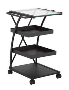 sd studio designs modern triflex mobile storage taboret for arts and crafts, charcoal black/clear glass