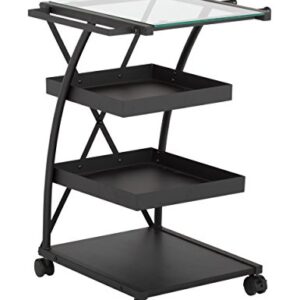 SD Studio Designs Modern Triflex Mobile Storage Taboret for Arts and Crafts, Charcoal Black/Clear Glass