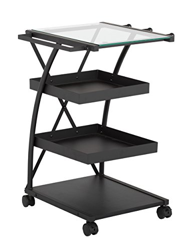 SD Studio Designs Modern Triflex Mobile Storage Taboret for Arts and Crafts, Charcoal Black/Clear Glass