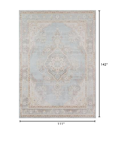 Momeni Rugs Isabella Traditional Medallion Flat Weave Area Rug, 9'3" X 11'10", Blue