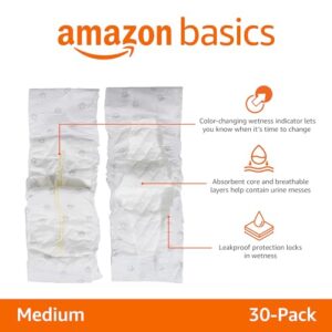 Amazon Basics Absorbent Male Dog Wrap, Leakproof, Disposable Diapers, Medium, Pack of 30, White