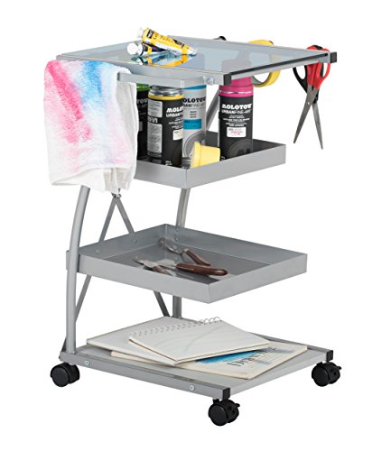 SD STUDIO DESIGNS Modern Triflex Mobile Storage Taboret for Arts and Crafts Silver 18.5" W x 16" D x 25.5" H