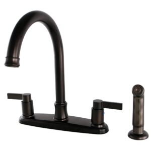 kingston brass fb7795ndlsp nuvofusion 8-inch centerset kitchen faucet, oil rubbed bronze