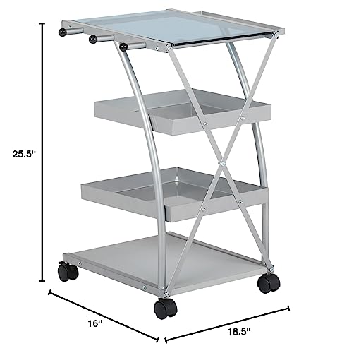 SD STUDIO DESIGNS Modern Triflex Mobile Storage Taboret for Arts and Crafts Silver 18.5" W x 16" D x 25.5" H