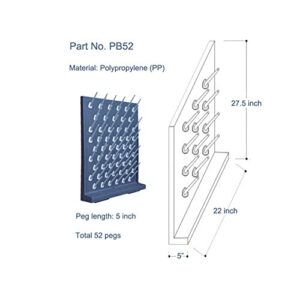 Azzota Pegboard Bench-top/Wall-Mount Laboratory Glassware Drying Rack with 52 Pegs - Black