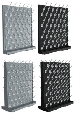 Azzota Pegboard Bench-top/Wall-Mount Laboratory Glassware Drying Rack with 52 Pegs - Black