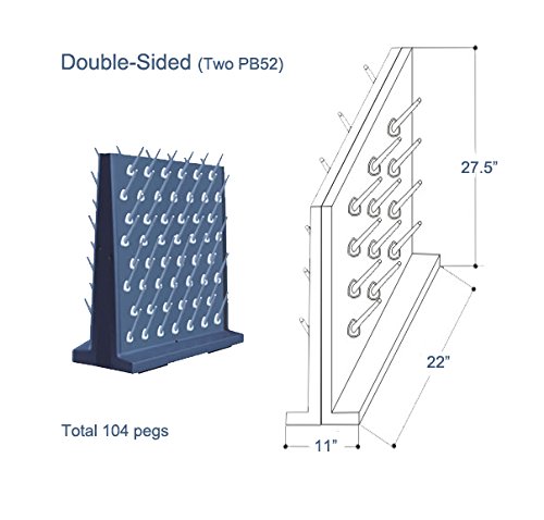 Azzota Pegboard Bench-top/Wall-Mount Laboratory Glassware Drying Rack with 52 Pegs - Black