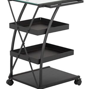 SD Studio Designs Modern Triflex Mobile Storage Taboret for Arts and Crafts, Charcoal Black/Clear Glass