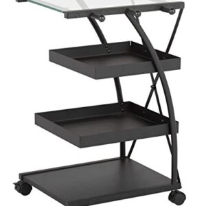 SD Studio Designs Modern Triflex Mobile Storage Taboret for Arts and Crafts, Charcoal Black/Clear Glass