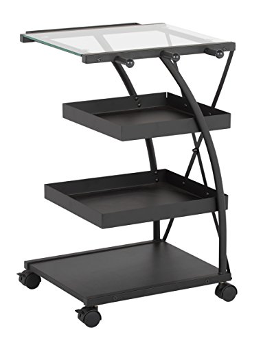 SD Studio Designs Modern Triflex Mobile Storage Taboret for Arts and Crafts, Charcoal Black/Clear Glass