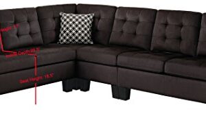 Homelegance Sinclair 84" x 107" Fabric Sectional Sofa, Chocolate