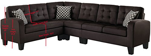 Homelegance Sinclair 84" x 107" Fabric Sectional Sofa, Chocolate