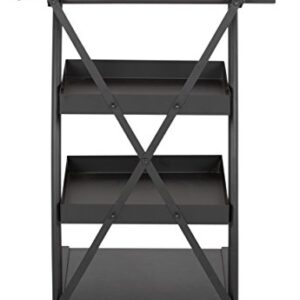 SD Studio Designs Modern Triflex Mobile Storage Taboret for Arts and Crafts, Charcoal Black/Clear Glass