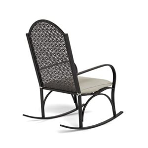 Tortuga Outdoor Metal Garden Rocking Chair with Cushion, Oiled Copper Color Sofas, Twin, Black